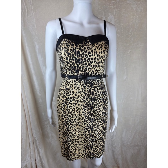 Seventy One | Dresses | Y2k Leopard Print Bodycon Mini Dress Black Trim ...